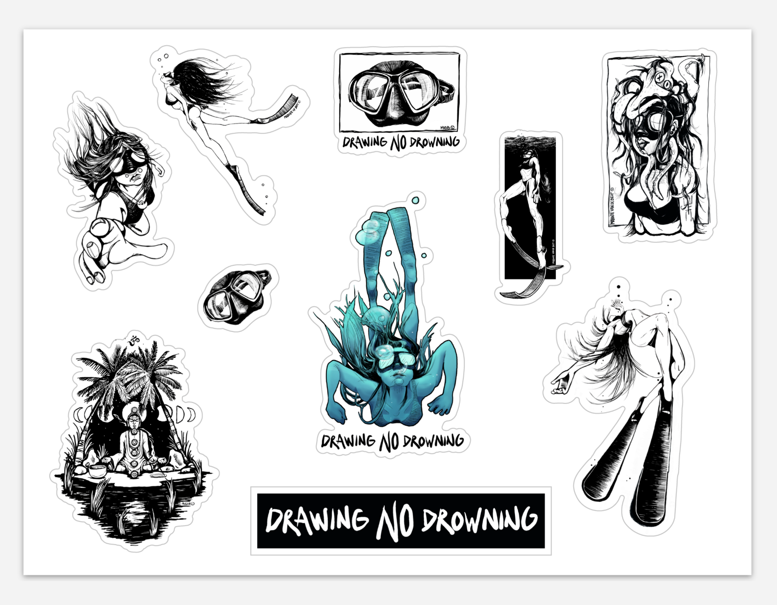 Drawing NO Drowning - STICKERS | drawing NO drowning